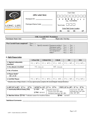 Fillable Online URL Carotid IMT Worksheet Fax Email Print - pdfFiller