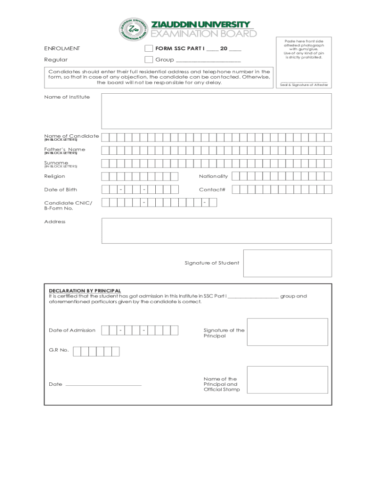 Fillable Online ZUEB SSC ENROLMENT FORM Fax Email Print - pdfFiller
