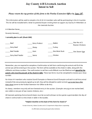 Fillable Online extension purdue Jay County 4-H Livestock Auction ...