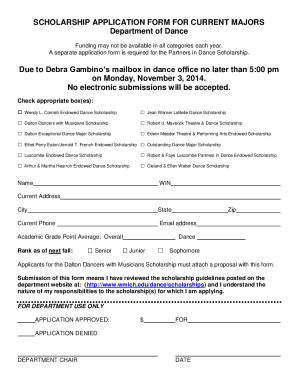 Fillable Online SCHOLARSHIP APPLICATION FORM FOR CURRENT ... Fax Email Print - pdfFiller