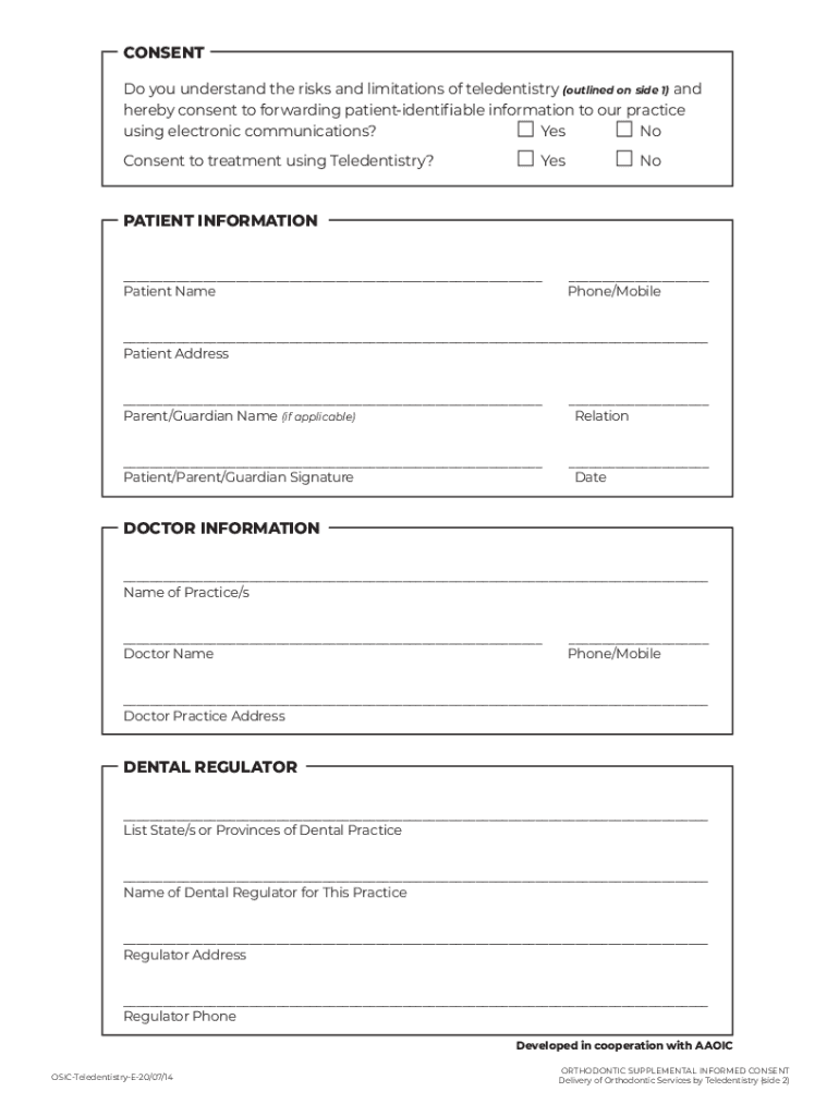 Fillable Online dentistry uic Delivery of Orthodontic Services by Teledentistry Fax Email Print ...