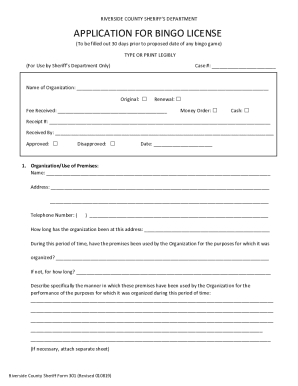 Fillable Online Bingo Business License Packet - Riverside County ...