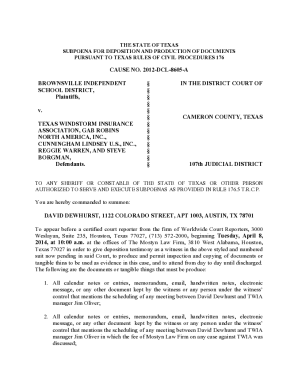 Fillable Online static texastribune THE STATE OF TEXAS SUBPOENA FOR ...