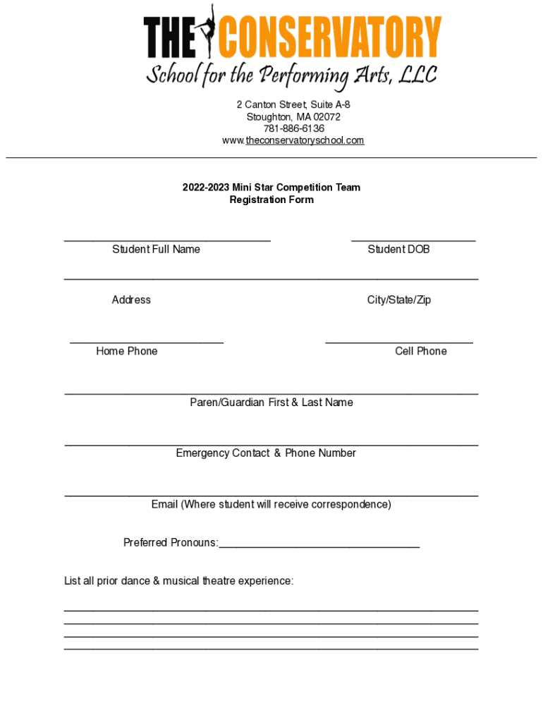 Fillable Online The Conservatory School for the Performing Arts Fax ...