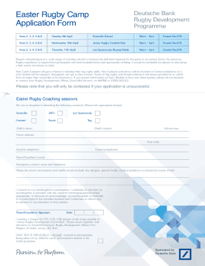 Fillable Online 9199 Rugby application form Fax Email Print - pdfFiller