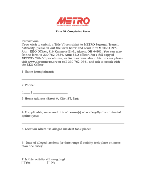 Fillable Online Title VI Complaint Fillable Form - Metro Bus Fax Email ...