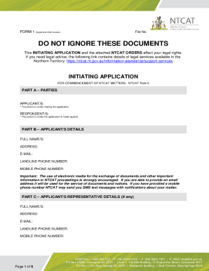 Fillable Online Form 1 Initiating Application Fax Email Print - pdfFiller