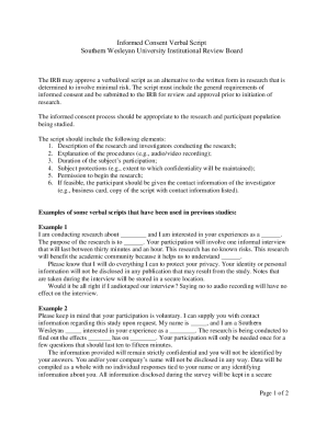 Fillable Online Sample Consent Verbal ScriptPDFInstitutional Review ...