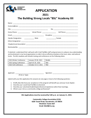 Fillable Online APPLICATION - Community College Association Fax Email ...