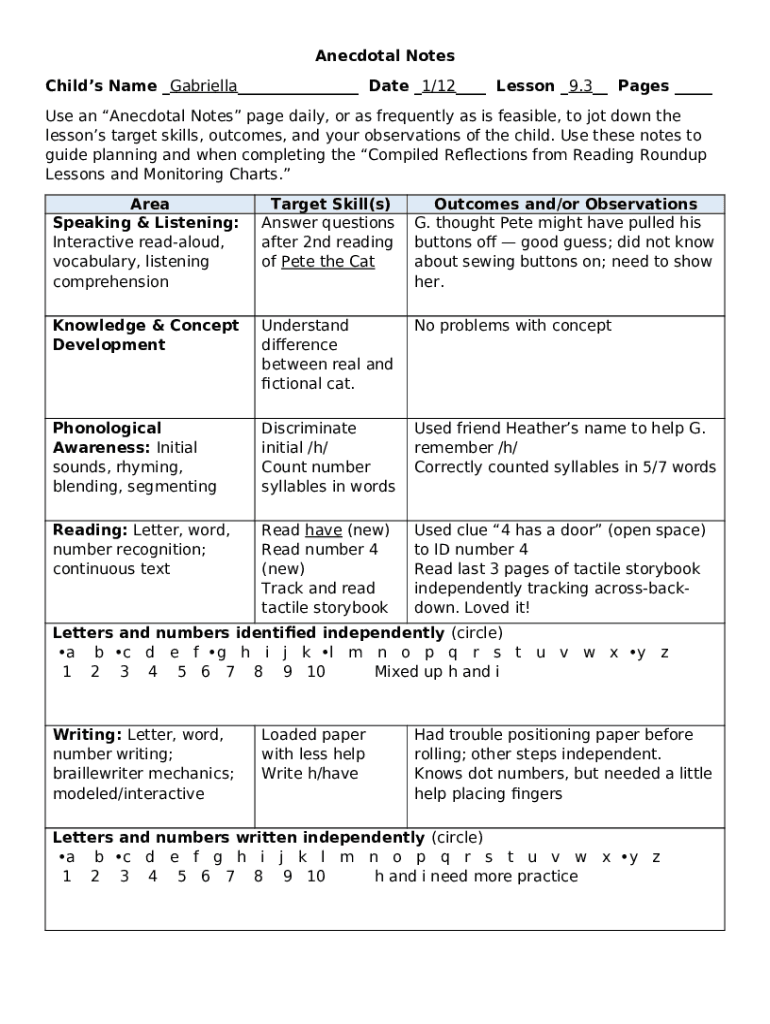 Reading Roundup Summary and Planning Chart Doc Template | pdfFiller