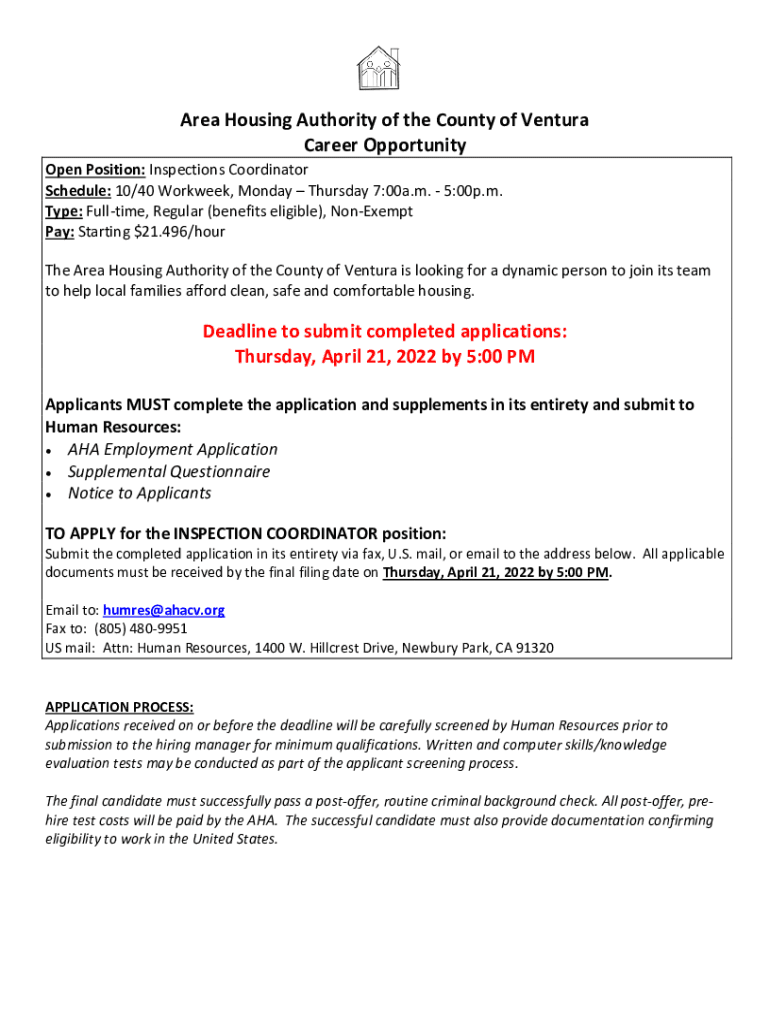 Fillable Online Maintenance - Housing Authority of the city of San Buenaventura Fax Email Print ...