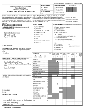 Fillable Online BLOOD ESTABLISHMENT REGISTRATION AND PRODUCT ... Fax ...