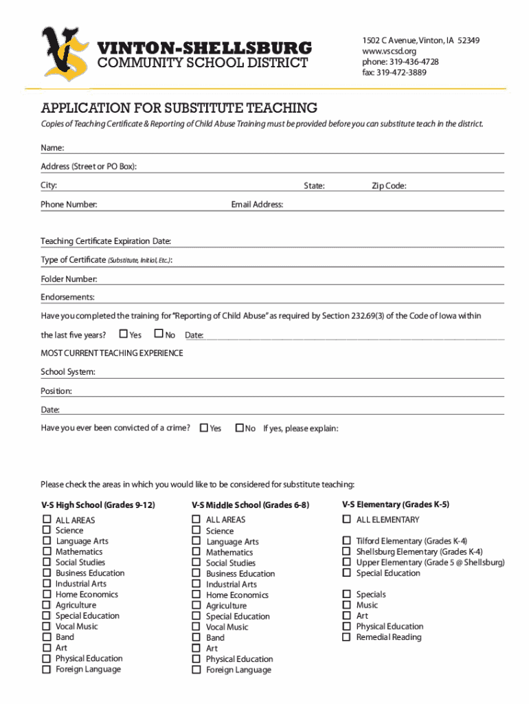 Fillable Online Enroll a StudentVinton Shellsburg CSD - Vscsd.org Fax Email Print - pdfFiller