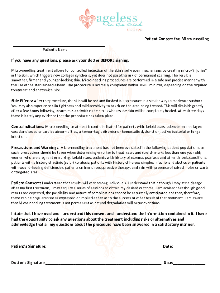 Fillable Online SkinPenPatient Consent Form - Jasmine Holistic Spa Fax ...