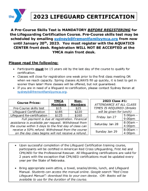 Fillable Online Lifeguard Pre-Course Test Requirement - The Atlantic ...