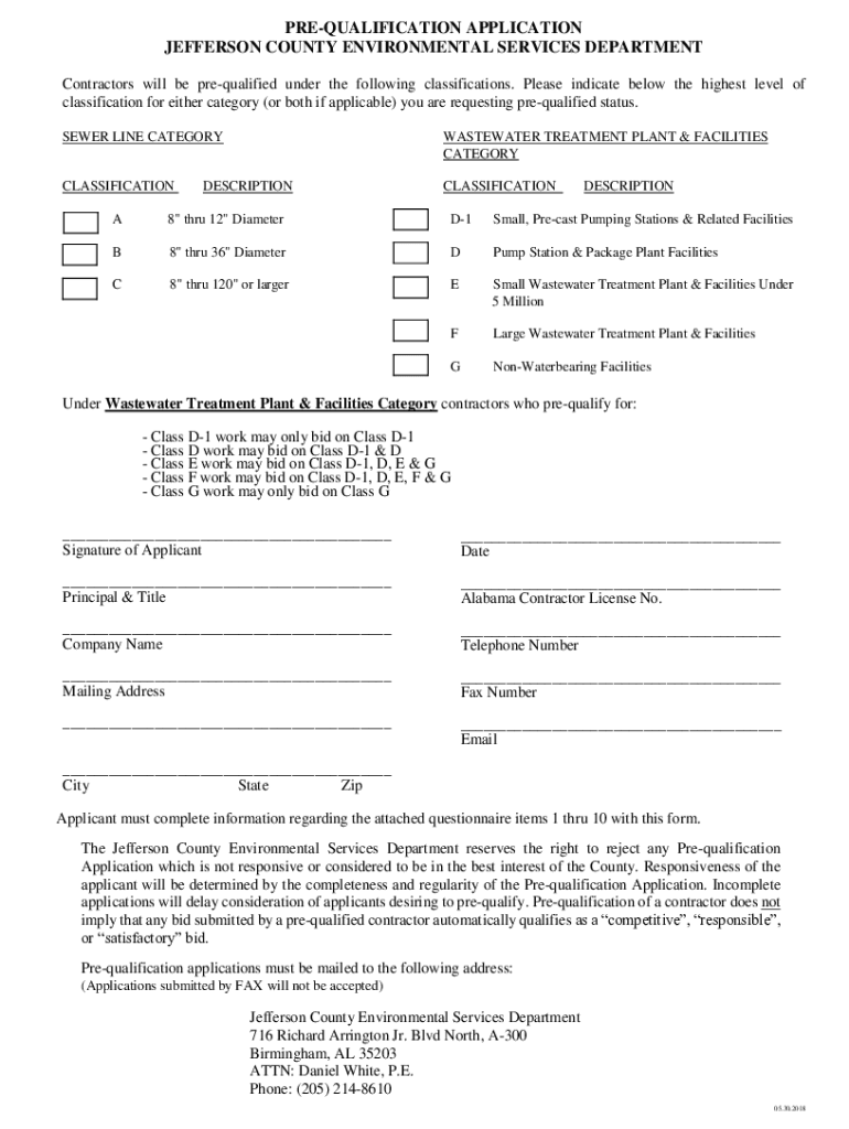 Fillable Online PRE-QUALIFICATION APPLICATION Fax Email Print - pdfFiller