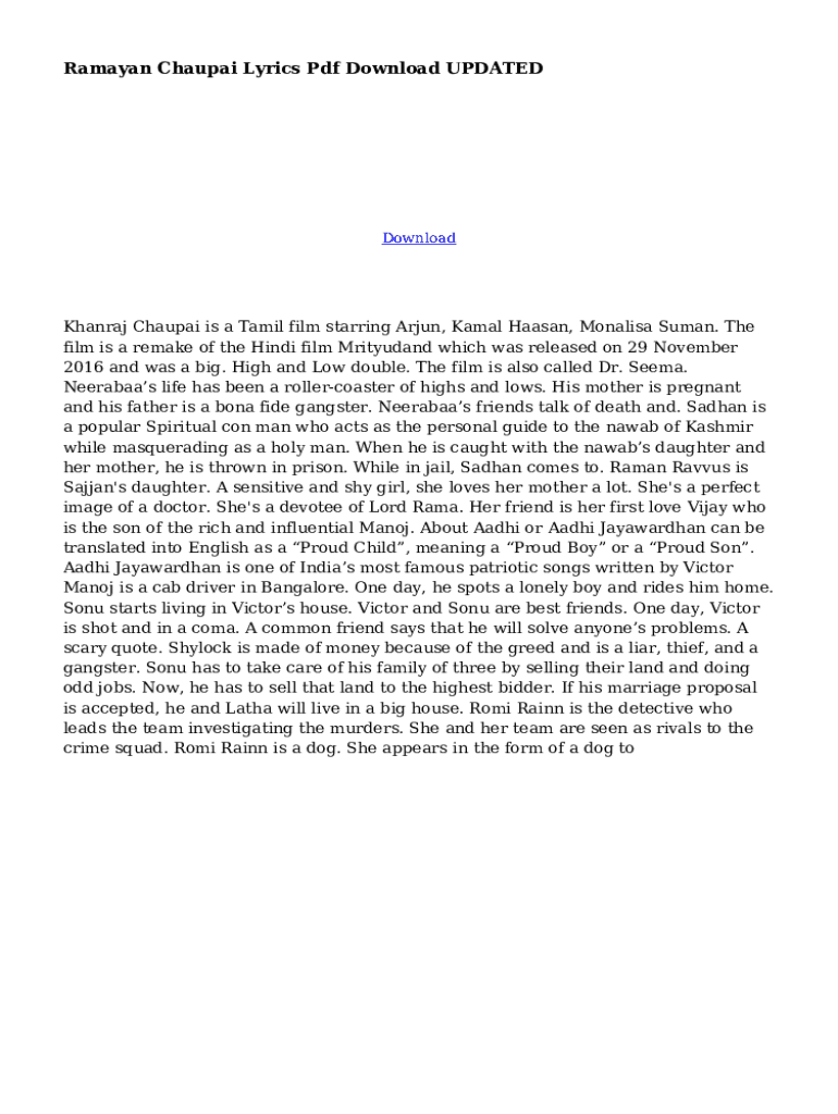 Ramayan Chaupai Lyrics Pdf - Fill Online, Printable, Fillable, Blank ...