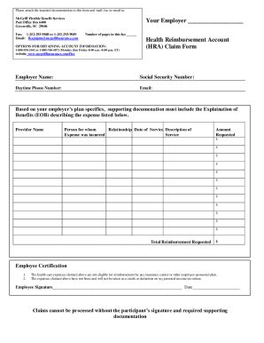 Fillable Online HRA Claim Form - Please attach the required ...