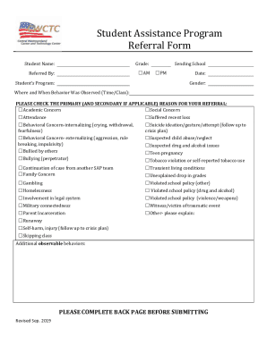 Fillable Online Student Assistance Program (SAP) and Referral Form Fax ...