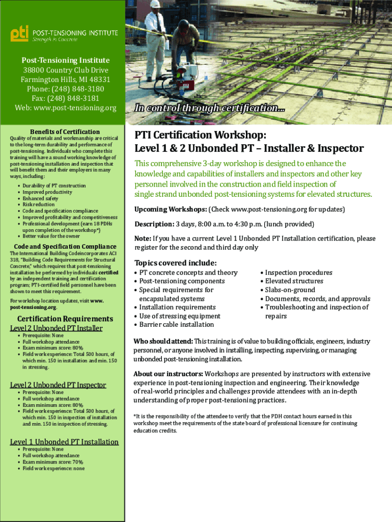 Fillable Online Post-Tensioning Institute (PTI) - For Construction Pros ...