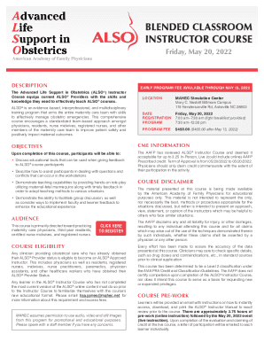 Fillable Online sys mahec Advanced Life Support in Obstetrics (ALSO ...