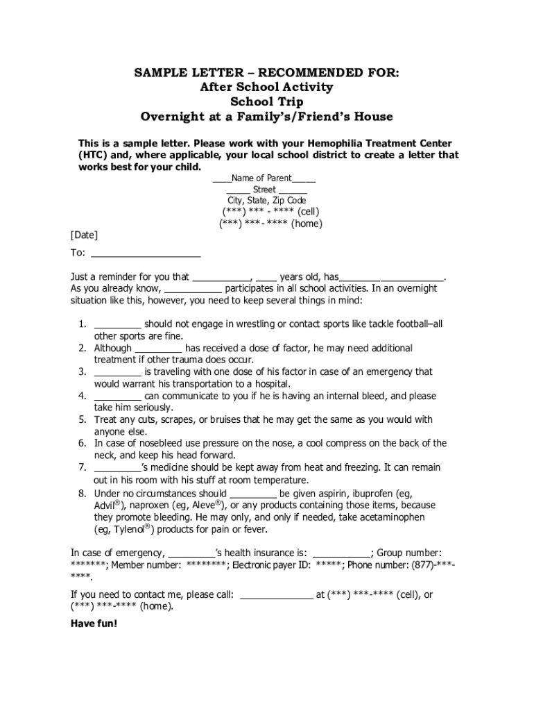 Fillable Online Sample Letter #2 to Activities.doc Fax Email Print - pdfFiller