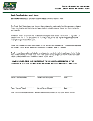 Fillable Online Sudden Cardiac Arrest and Concussion Awareness Forms ...