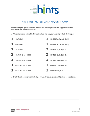 Fillable Online HINTS RESTRICTED DATA REQUEST FORM. Fillable Form Fax ...