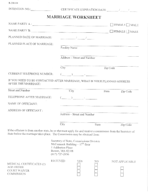 Fillable Online Information Sheet For Ordering Marriage Documents Fax ...