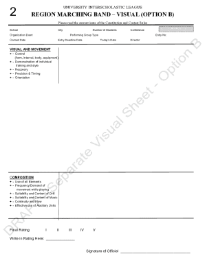 Fillable Online Region Marching Band Contest Adjudication Sheets - UIL ...