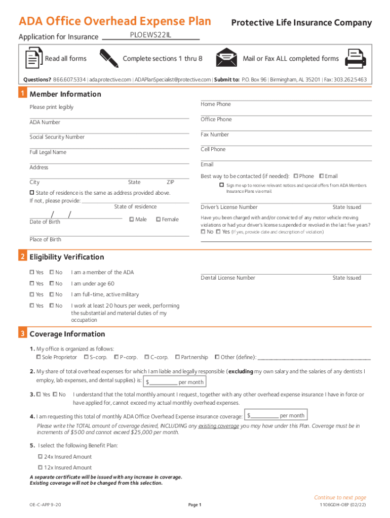 Fillable Online OFFICE OVERHEAD EXPENSE PLAN INITIAL CLAIM PACKET Fax ...