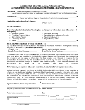Fillable Online authorization to use and/or disclose health information Fax Email Print - pdfFiller