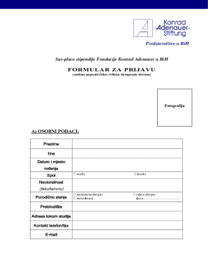 Fillable Online FORMULAR ZA PRIJAVU - Univerzitet u Tuzli Fax Email ...