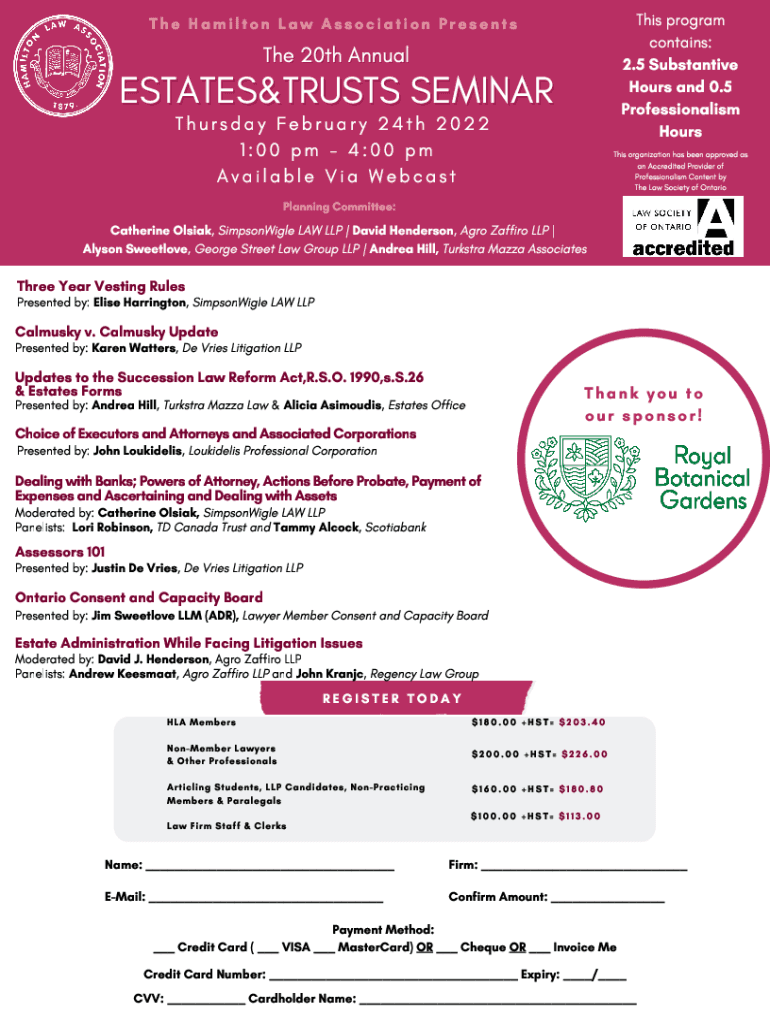 Fillable Online Estates and Trusts Flyer Updated - Hamilton Law ...