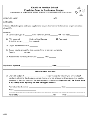 Fillable Online Oxygen Order Blank 2021 - Kauri Sue Hamilton School Fax ...