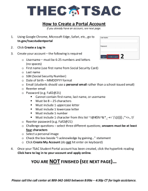 Fillable Online Creating a TSAC portal account and completing the ...