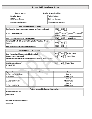 Fillable Online Stroke EMS Feedback Form Fax Email Print - pdfFiller