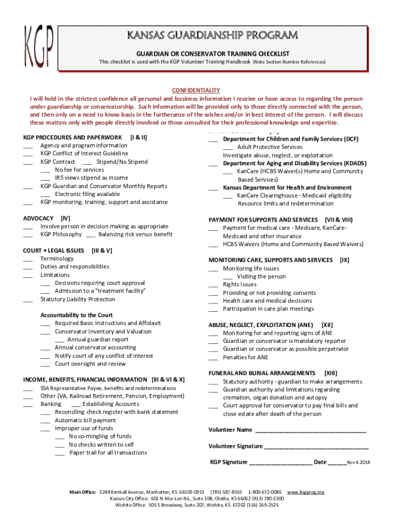 Fillable Online Volunteer Training Modules - Kansas Guardianship Program Fax Email Print - pdfFiller