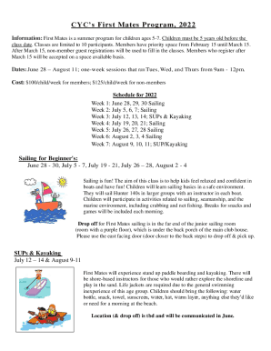 Fillable Online CYC's First Mates Program, 2022 - Conanicut Yacht Club ...