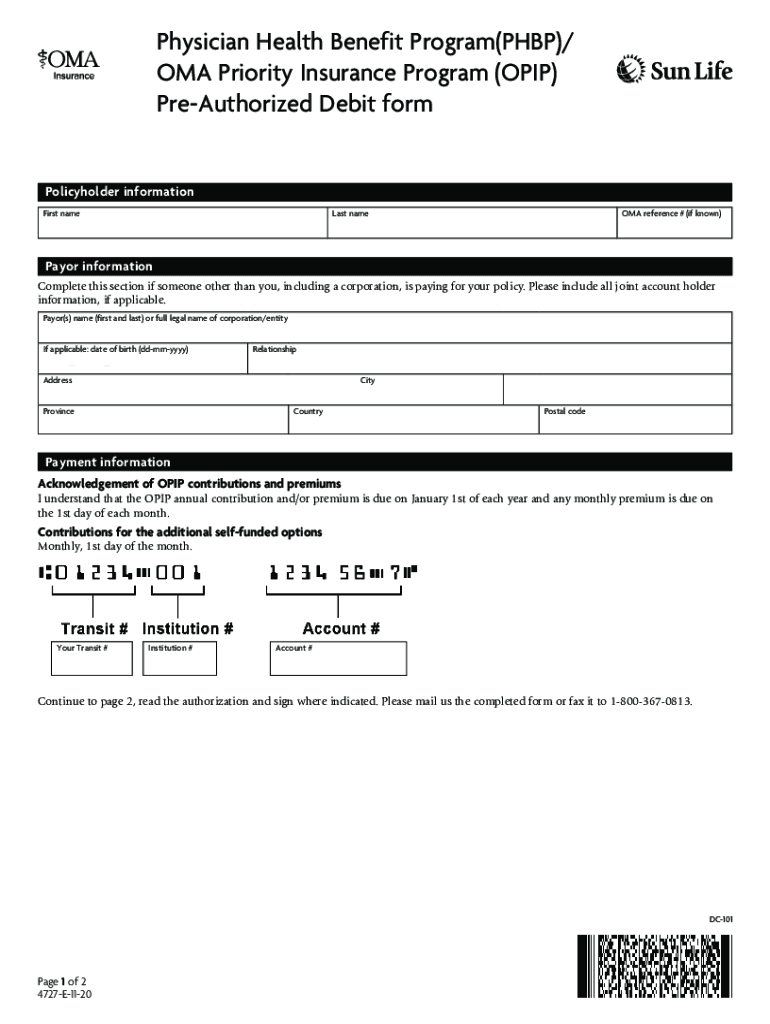 Fillable Online Physician Health Benefit Program(PHBP)/OMA Priority ...