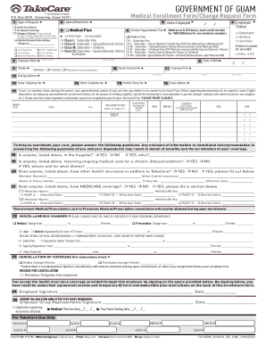 Fillable Online Medical Enrollment / Change of Status Form Fax Email ...