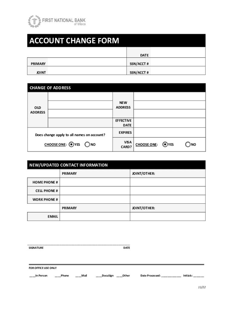 Fillable Online ACCT-CHANGE-FORM Fax Email Print - pdfFiller