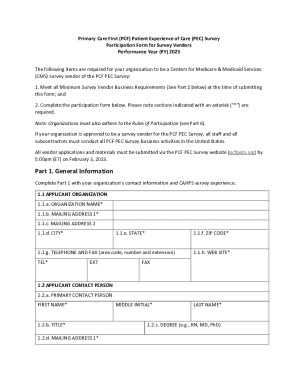 Fillable Online Primary Care First (PCF) Patient Experience of Care ...