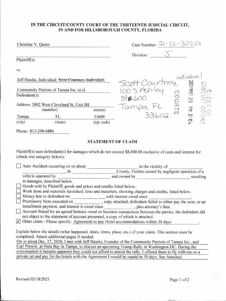 Fillable Online in the thirteenth judicial circuit hillsborough county, florida ... Fax Email ...