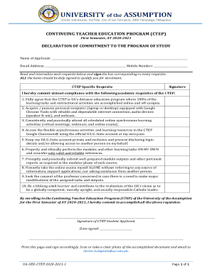Fillable Online School of Education - University of the Assumption Fax Email Print - pdfFiller