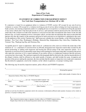 Fillable Online Statement of Correction for Safety Violation New York ...