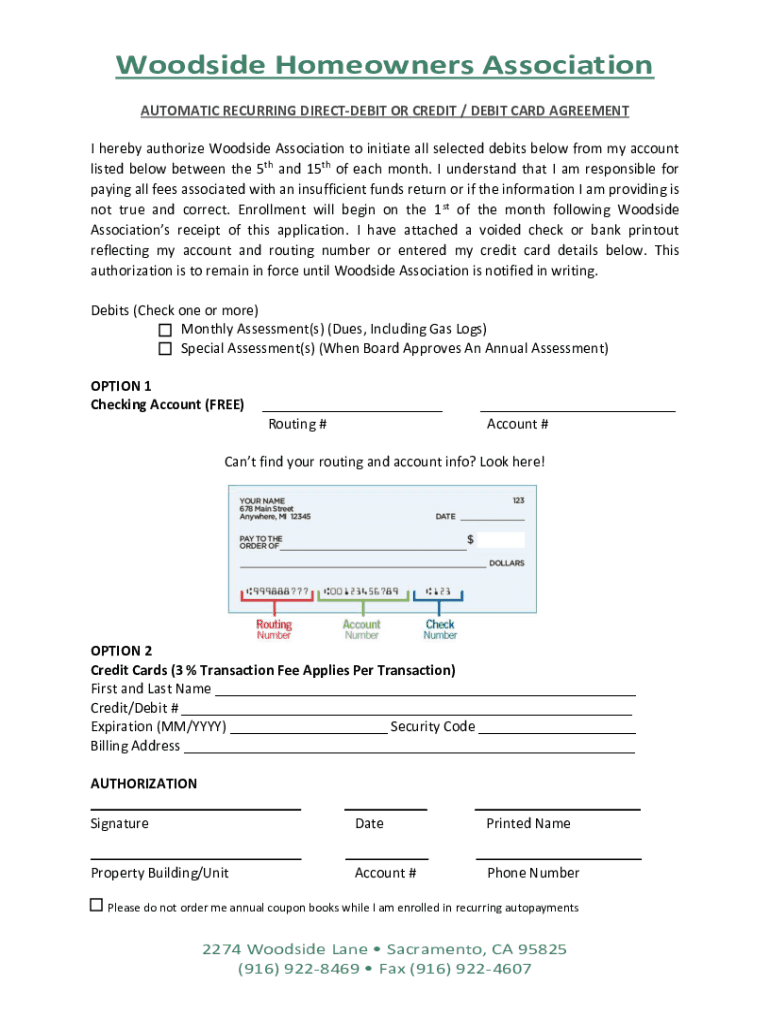 Fillable Online automatic recurring direct-debit or credit / debit card ...