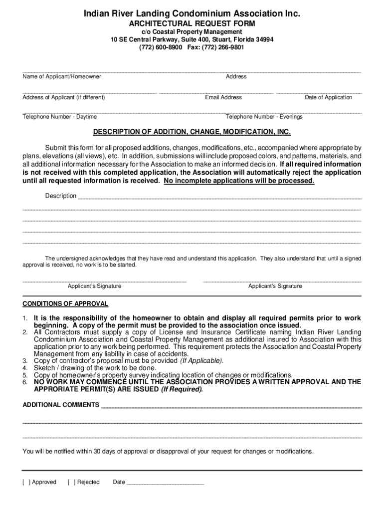 Fillable Online architectural request form - Coastal Property ...