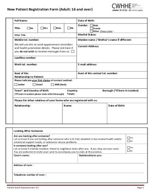 Fillable Online Maternity Patient Registration Form P1 - The Coombe ...
