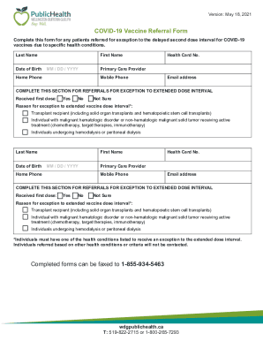 Fillable Online COVID-19 Vaccine Referral Form - WDG Public Health Fax Email Print - pdfFiller